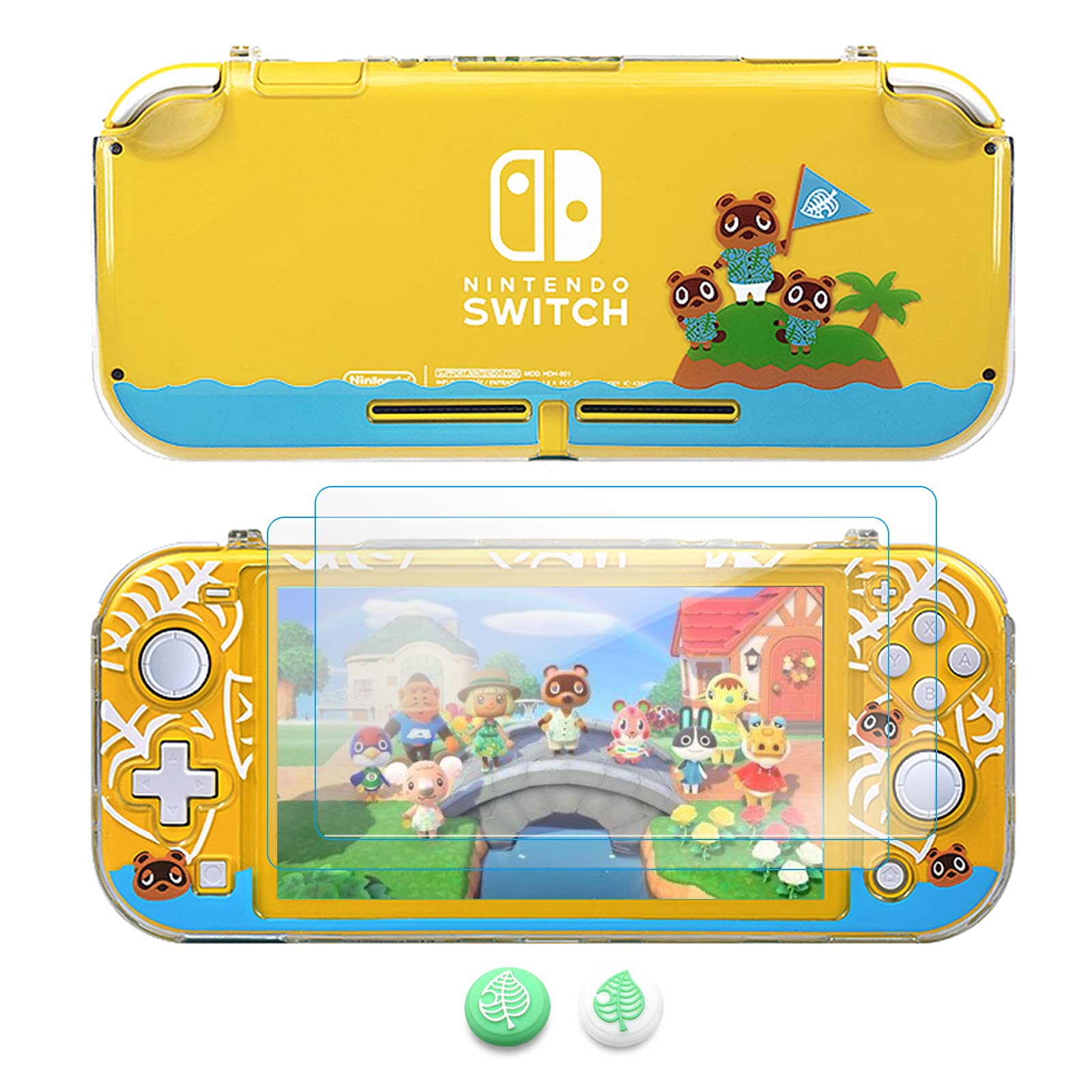 TIKOdirect Protective Crystal Case Compatible with Nintendo Switch Lite, Clear Split Hard Cover with Screen Protector in Anti-Scratch Design, Animal Crossing Pattern