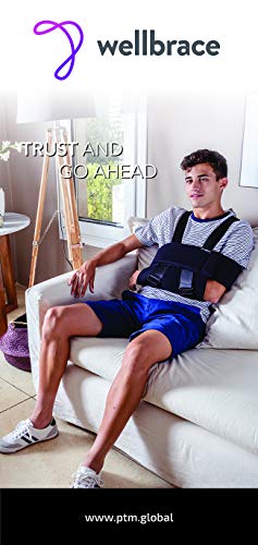 PTM Wellbrace Shoulder Immobilizer - High End Doctor Designed & Developed to Immobilize the Shoulder & Protect From Impacts. For: Shoulder, Clavicle, Arm, Elbow,Forearm, Ligament & Tendon Injuries (L)