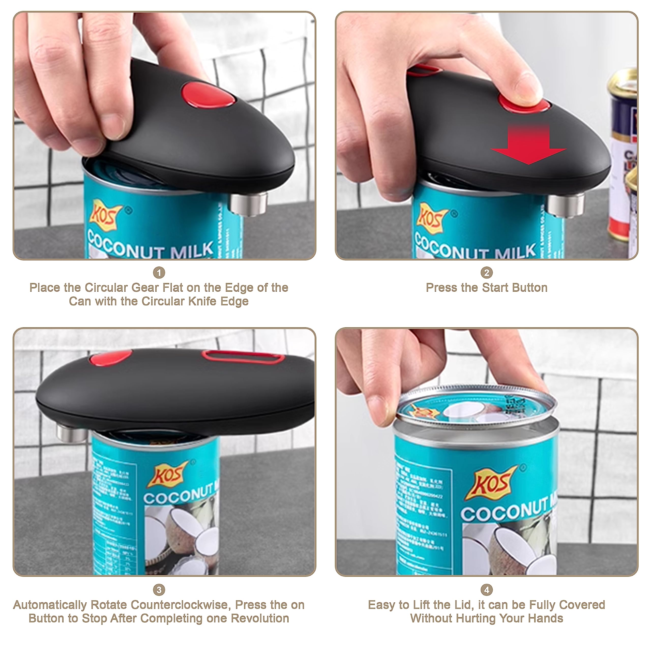 QCKJ Can Opener Electric, One Touch Automatic Can Opener with Smooth Edge, Battery Operated, Kitchen Gifts for Cooks, Housewives, Seniors and Arthritis