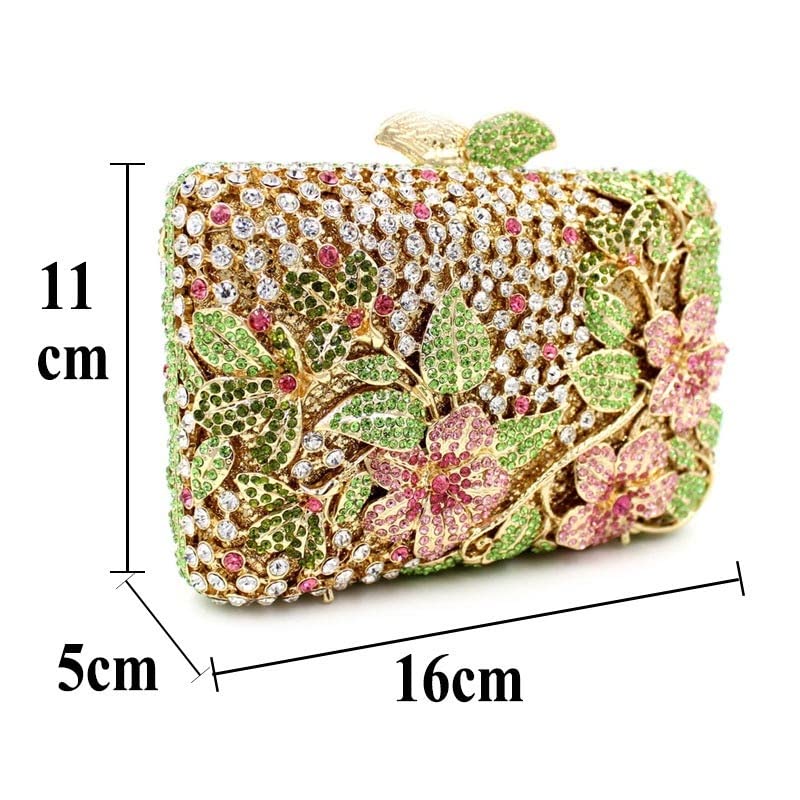 ZHUHW Women Colorful Crystal Hollow Out Clutch Bags Wallet Wedding Evening Bag