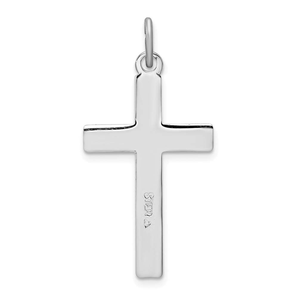 Solid 925 Sterling Silver Diamond-Cut Cross Pendant Charm