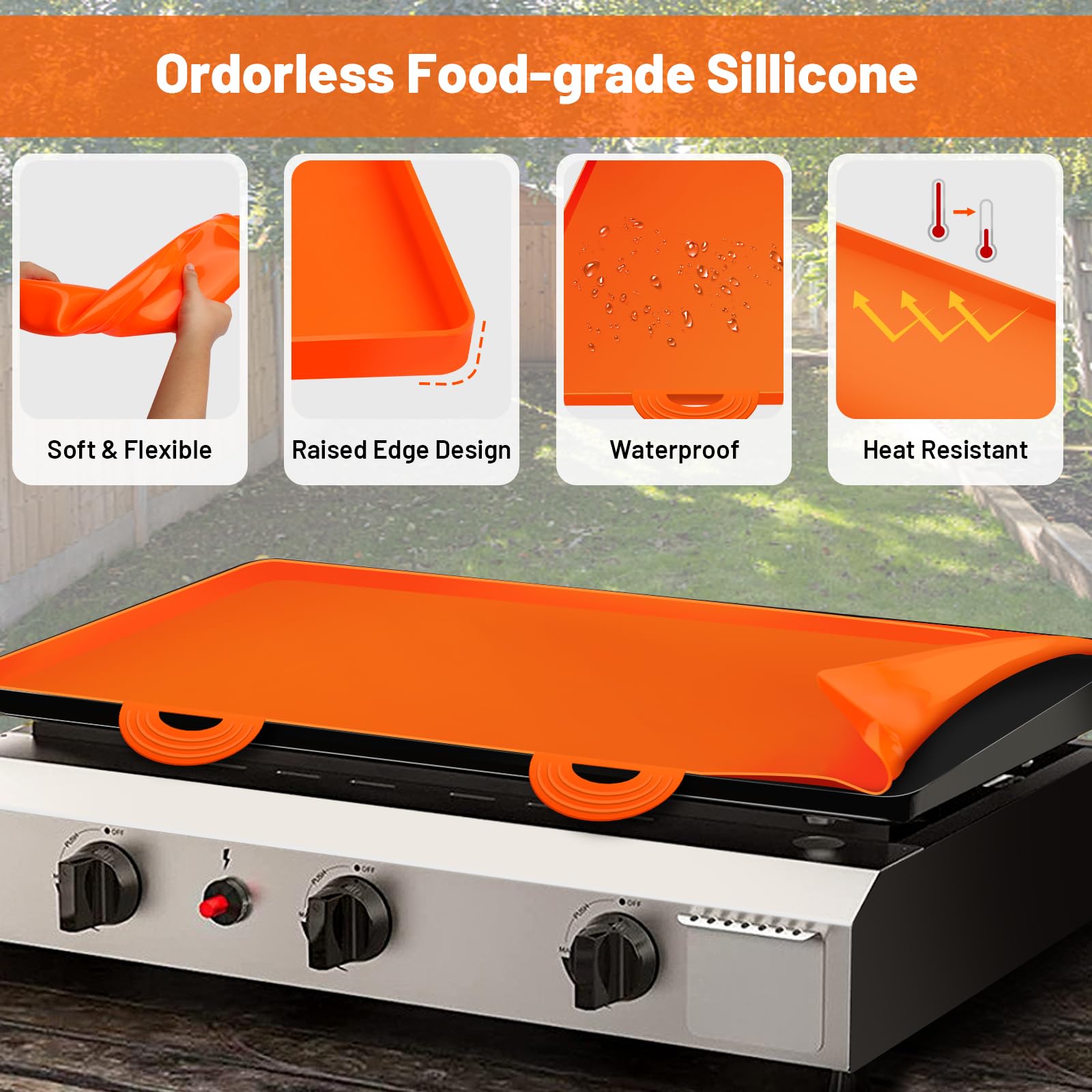 Ragstone Silicone Griddle Mat for Blackstone 36 Inch Griddle Heavy Duty Food Grade Silicone Mat Protect Griddle from All Season Cooking Protective Cover