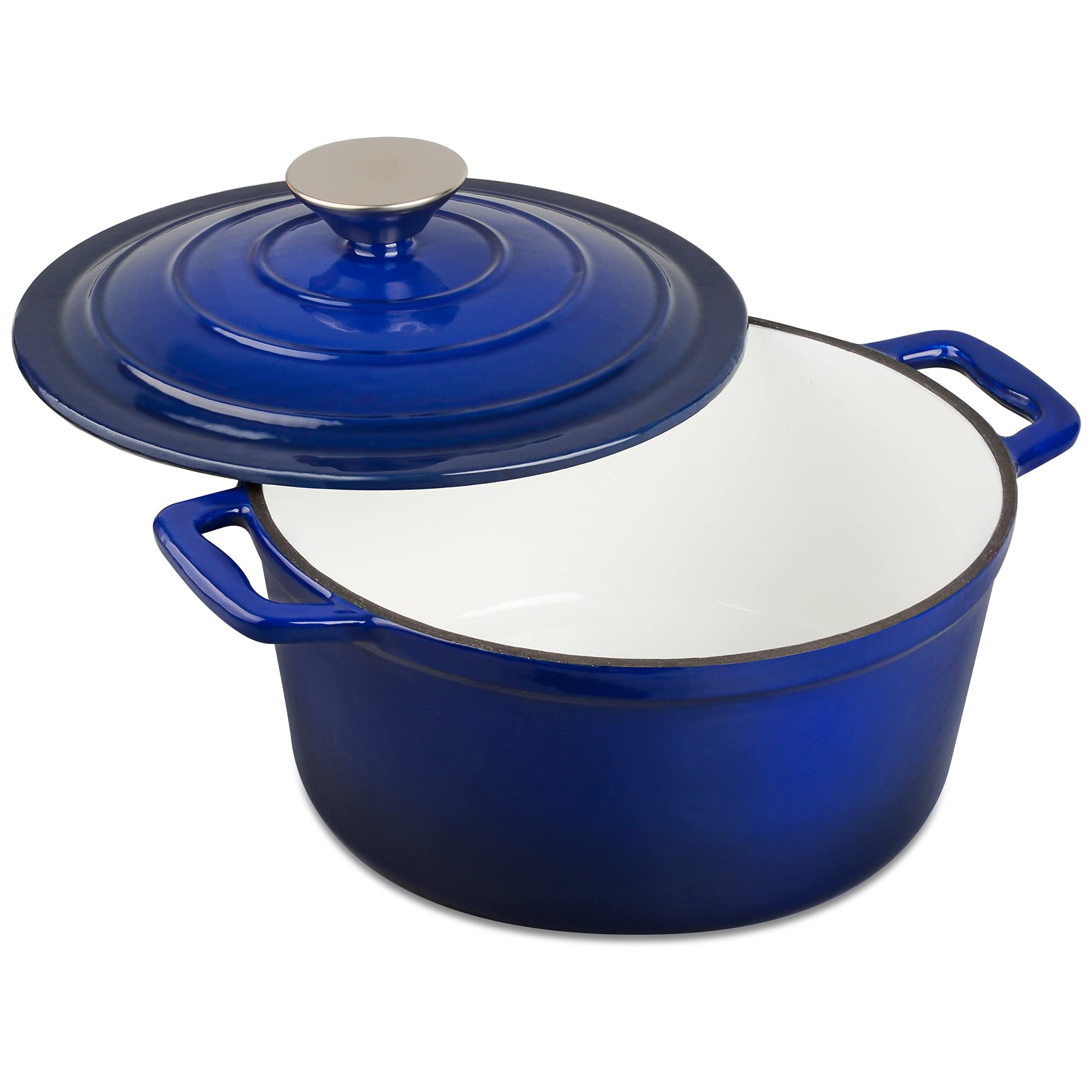 WESMART 3 Quart Non-Stick Heavy-Duty Cast Iron Dutch Oven Pot w/Enamel Coating, Large Loop Handles, for Baking, Roasting, Braising, Gas, Electric, Induction, Oven Compatible, 3 Qt for 3-4 people