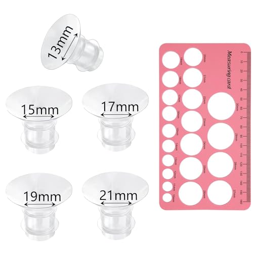 Silicone Flange Insert 13/15/17/19/21 mm, Flange Measurement Tool, Breast Pump Flange Insert Compatible with Willowood, Medela, Momcozy, Spectra Flange Reduce