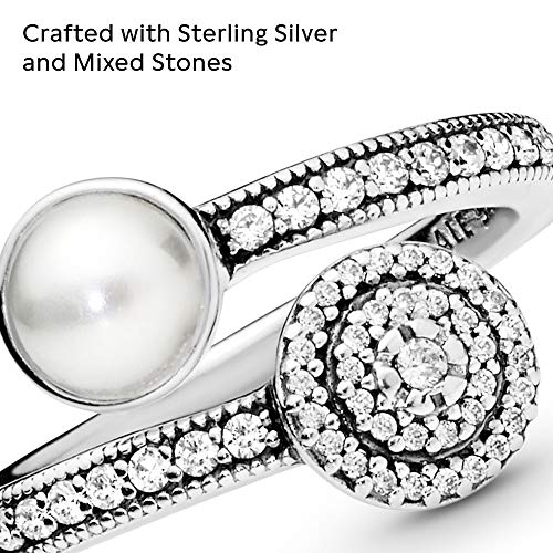 Pandora Jewelry Pave White Crystal Pearl and Cubic Zirconia Ring in Sterling Silver, Size 5