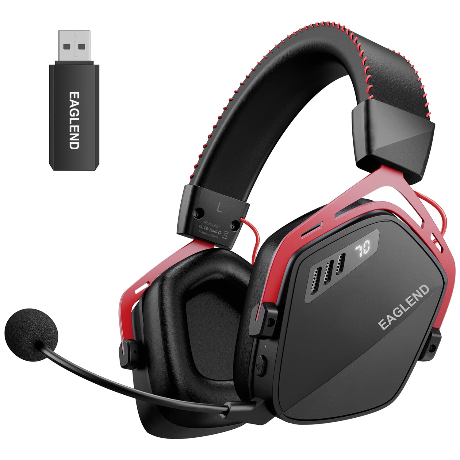Wireless Gaming Headset with Noise Cancelling Microphone,Over Ear Gaming Headphones for PS5, PS4, PC,5.8GHz Ultra-Low Latency&Anti-Interference