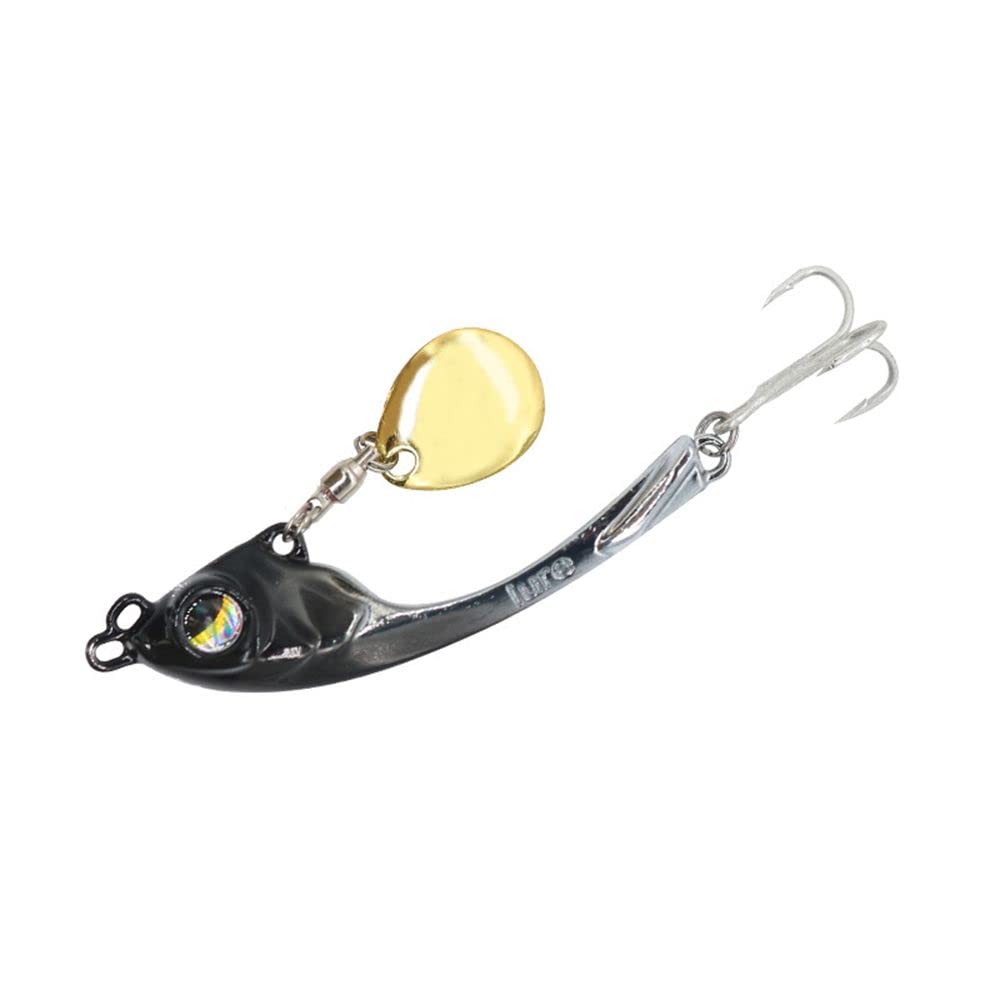 VIB Spoon Bait Spinning Baits Spin Sequin Lure Spinner Sinking Bass Hook Fishing Tackle Pin Hard Bait 10/15g(15g,Black)