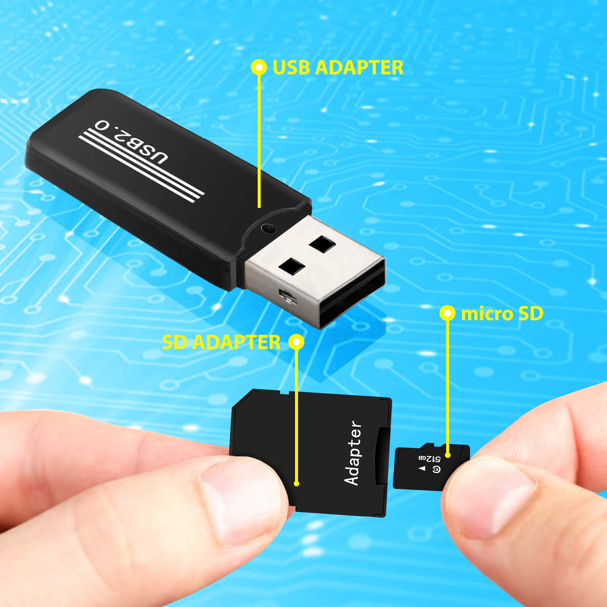 SCORDERS 512 GB Micro SD Card with Adapter (Class 10 Speed) Memory Storage for Cameras, Tablets, Smartphones, and Laptops | Store Data, Music, Pictures, Video