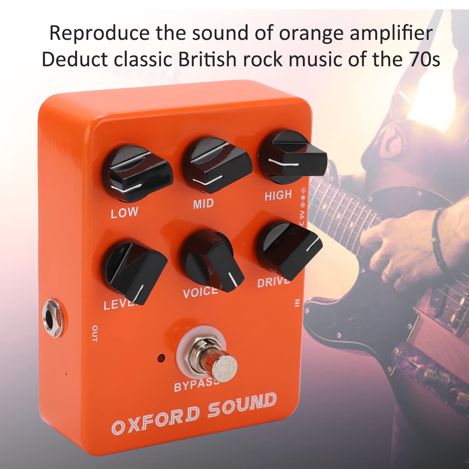 Vifemify Amplifier Simulator Pedals Orange Metallic British Rock Pedals with 6 Knobs for Electric Guitars Portable