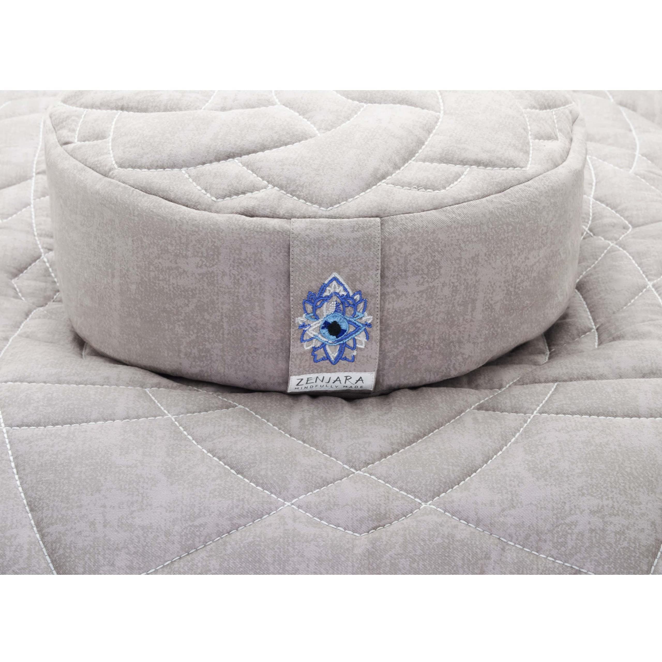 Zenjara Zafu and Zabuton Yoga Meditation Cushion Set | Cloud Grey | Plush and Firm | 100% Cotton Machine Washable Mandala Coversā¦
