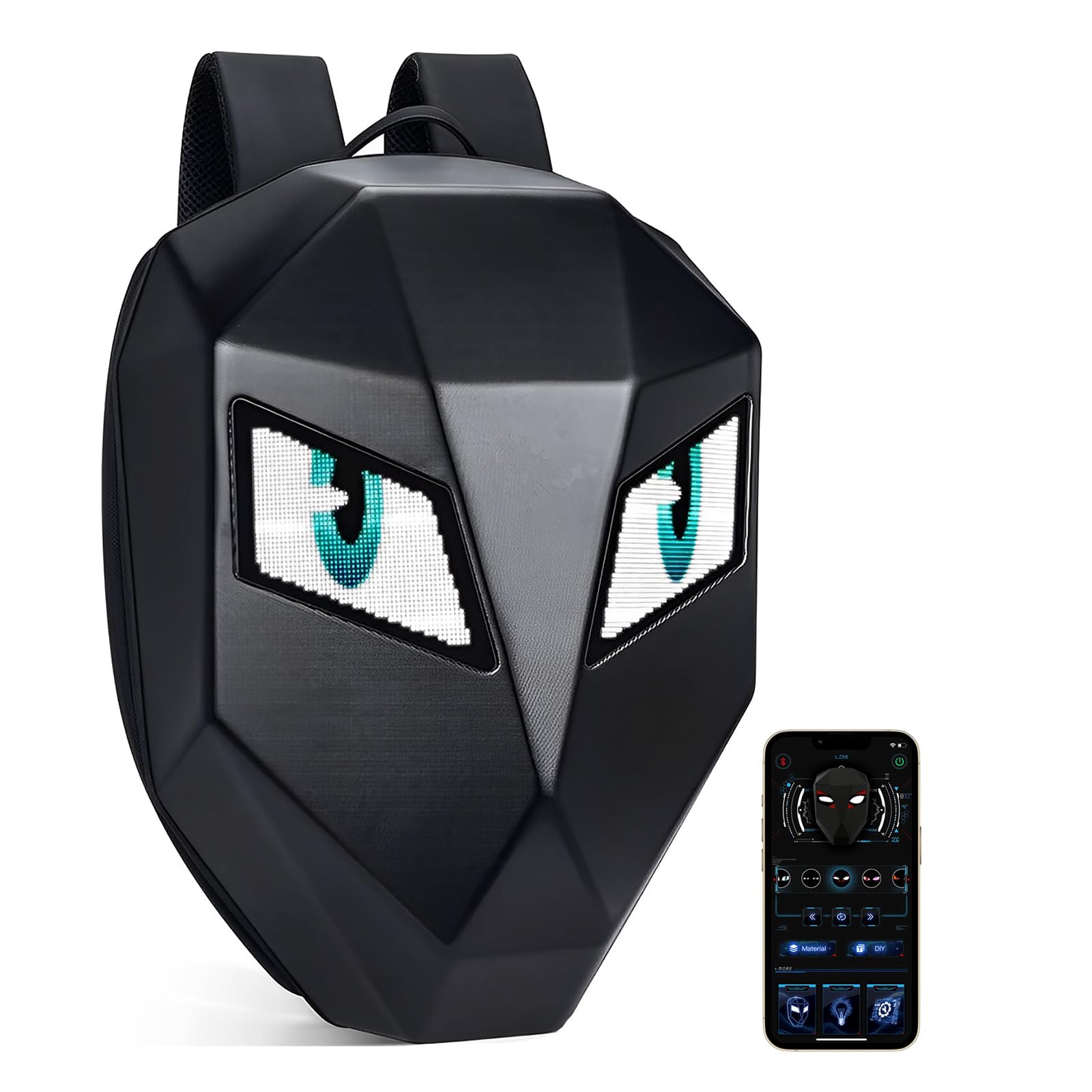 Taysem LED Backpack with Eyes - Led Motorcycle Backpack Waterproof LED Knight Backpack with Programmable Screen Christmas Gift (B)