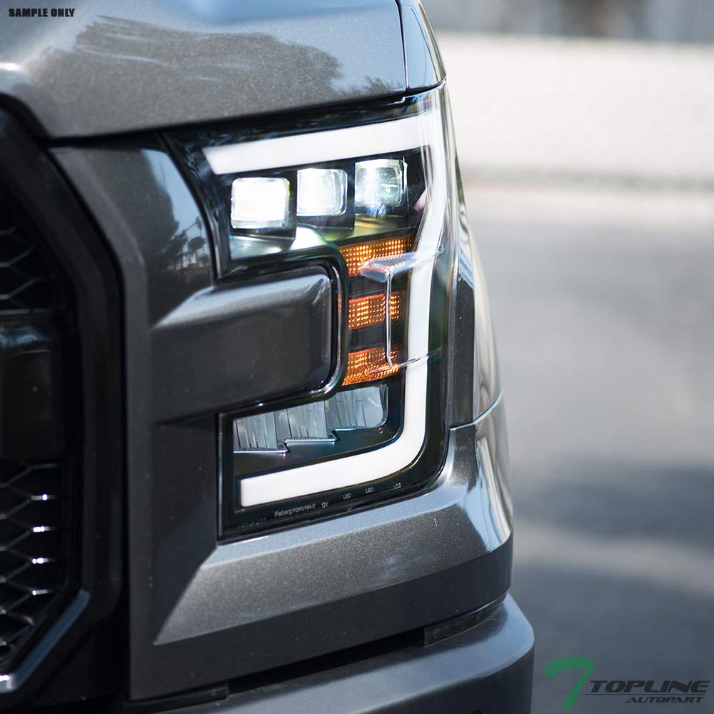 Sequential Black Housing Full LED Tri Projector Headlights Signal Lamps Amber Reflector nb Compatible With 15-17 Ford F150