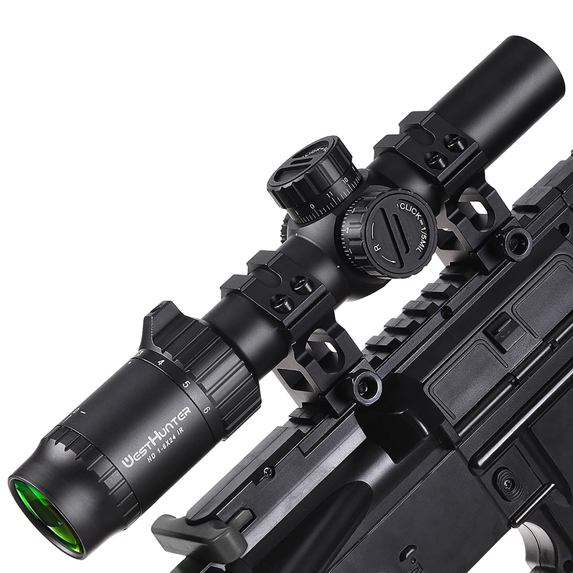 WestHunter Optics HD 1-6x24 IR Riflescope, 30mm Tube Red Green Illuminated Reticle Second Focal Plane Tactical Precision 1/5 MIL Shooting Scope | Reticle-A, Only Optics & Basic Accessories