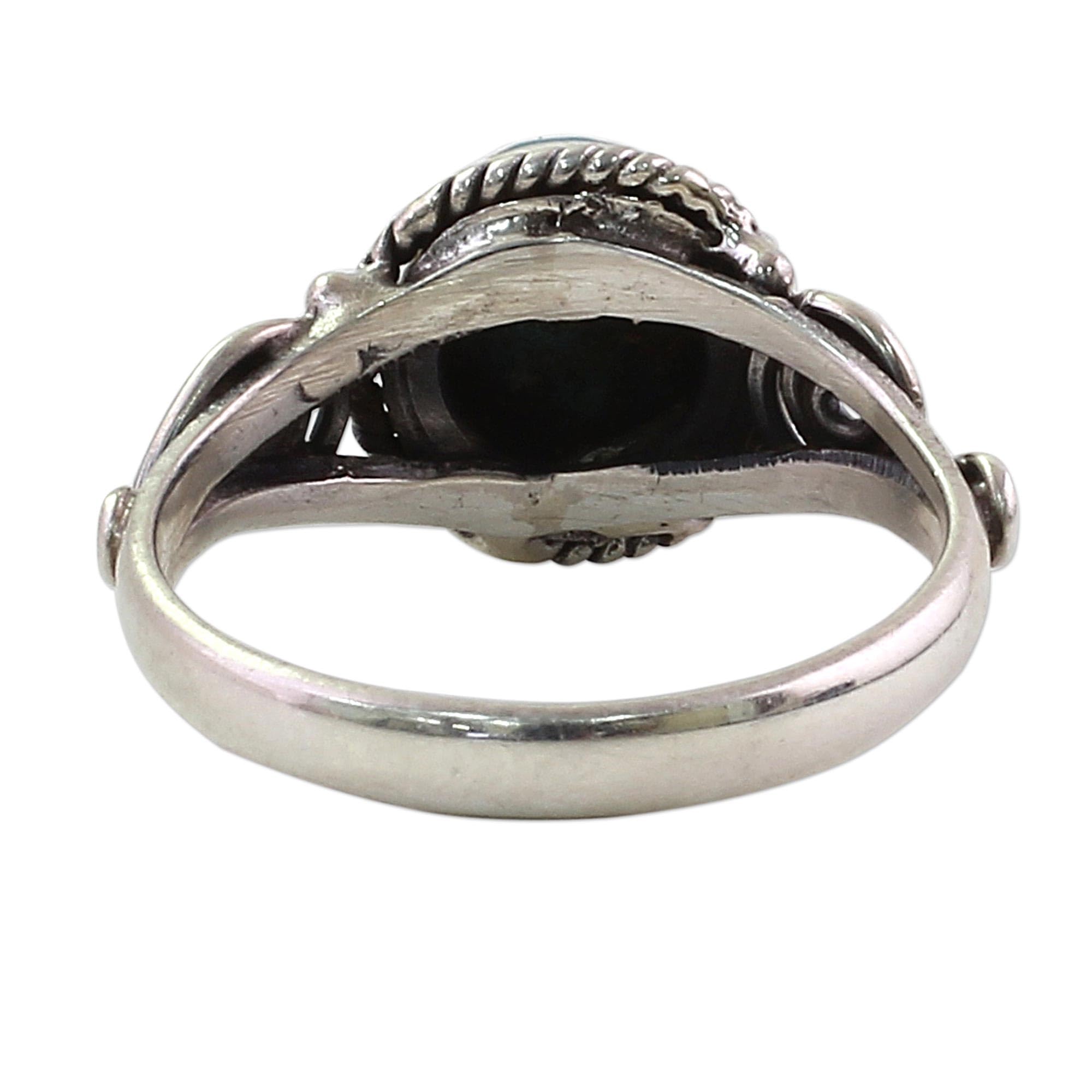 NOVICA Artisan Handmade .925 Sterling Silver Cocktail Ring Composite Turquoise Reconstituted India Island Paradise 'Blue Attunement'