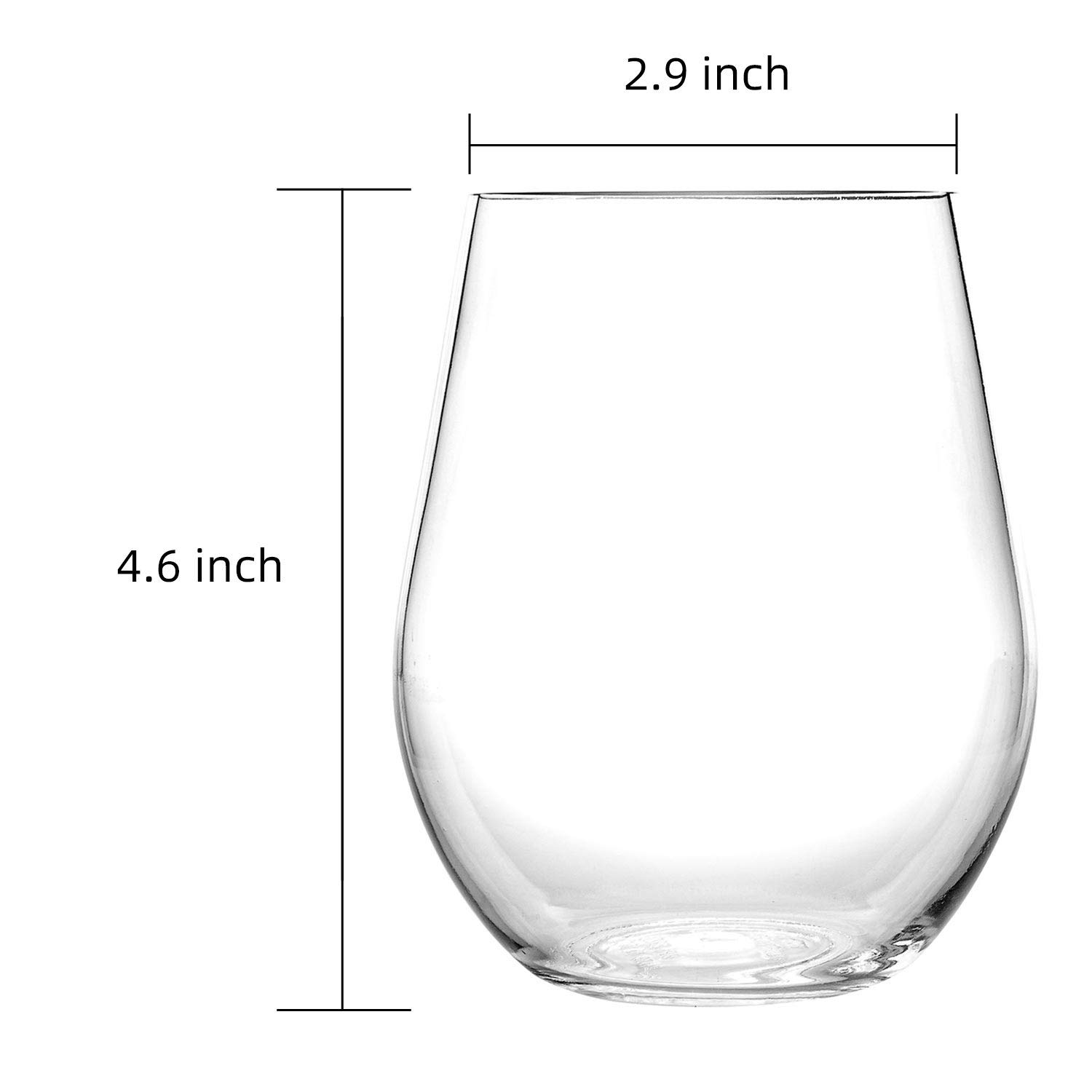 unkno Stemless Plastic Wine Glasses 20 ounce - Acrylic Red Wine Glasses (set of 6) Dishwasher Safe, BPA Free