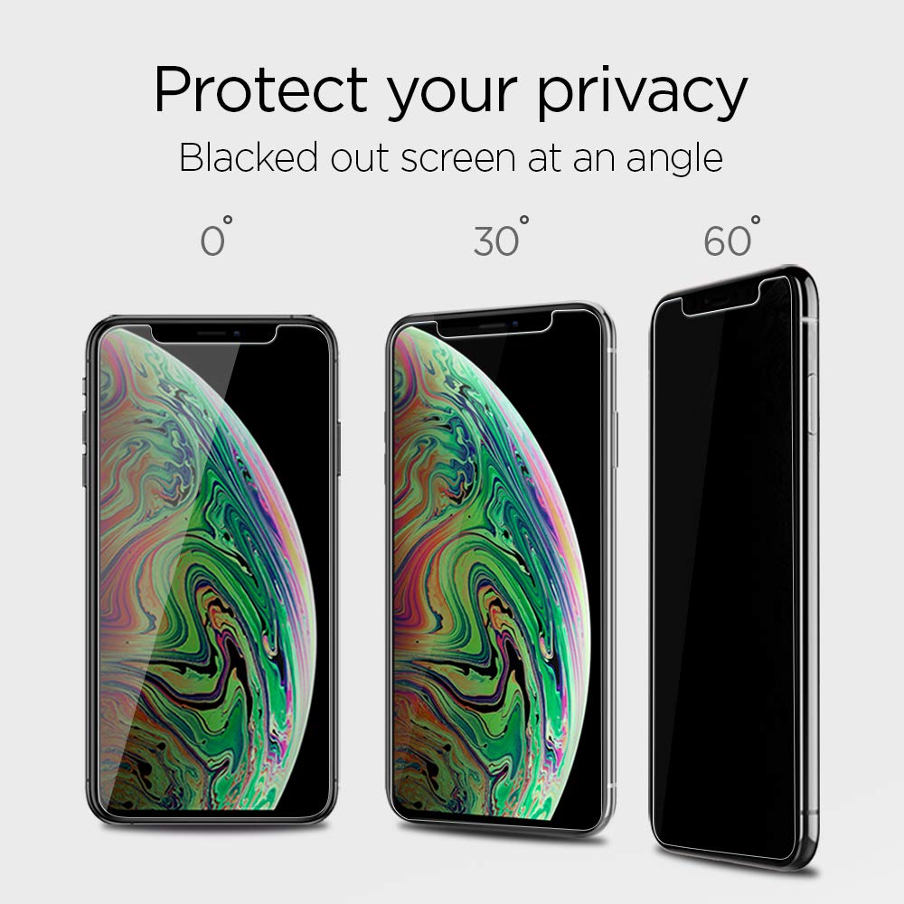 Spigen Tempered Glass Screen Protector [Glas.tR EZ Fit] designed for iPhone 11 Pro Max/iPhone Xs Max [2Pack] - Privacy