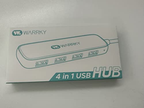 USB Splitter 3.0, WARRKY 4 Port USB Hub for Laptop [3FT Braided Cable, Aluminum Shell] Ultra-Slim Multi USB Port, Compatible with PC, Desktop, Surface Pro, MacBook, Flash Drive, PlayStation, Xbox