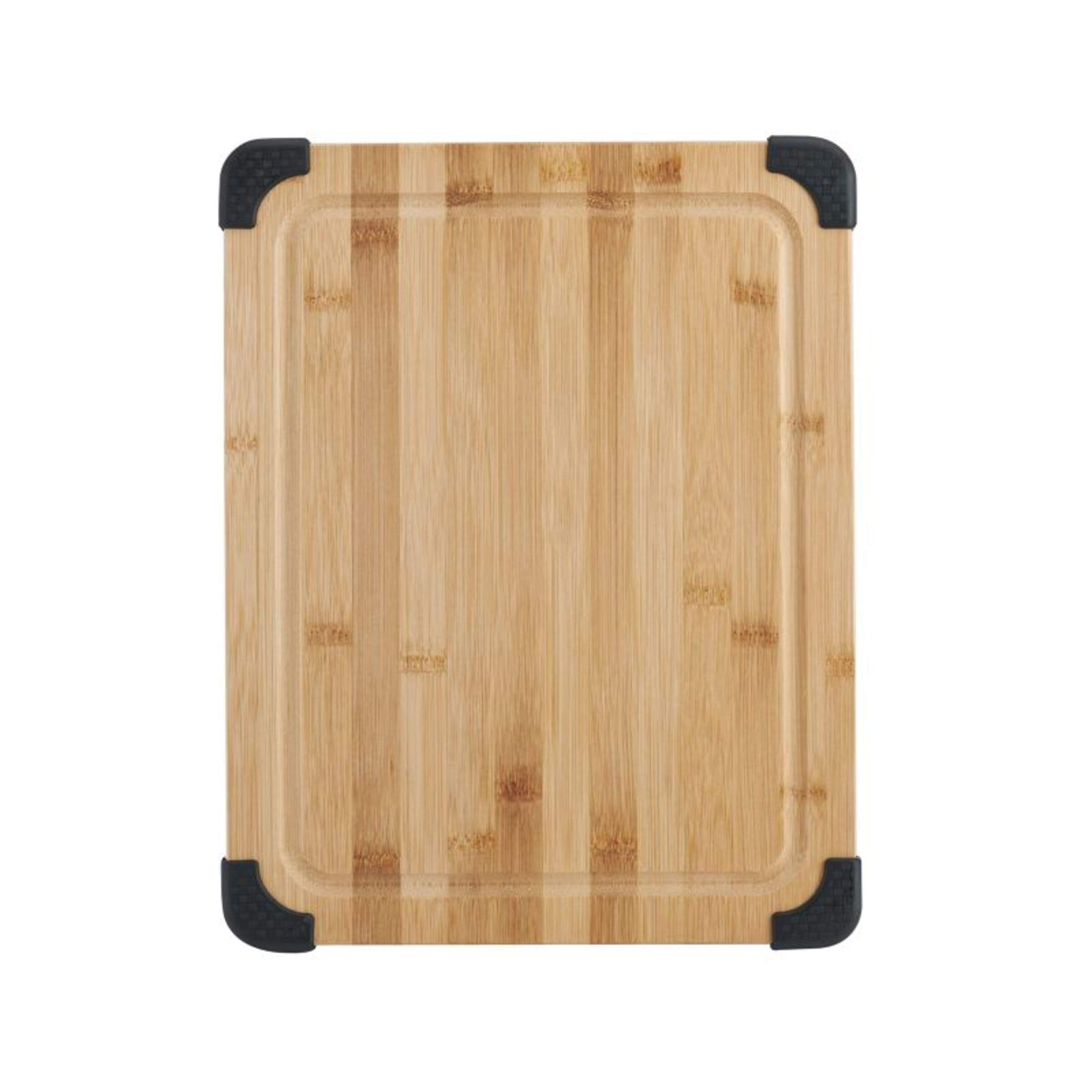 Sabatier Bamboo Cutting Board with Non-Slip Edges, Large Kitchen Chopping Board with Perimeter Juice Trench, 11-inch x 14-Inch, Bamboo