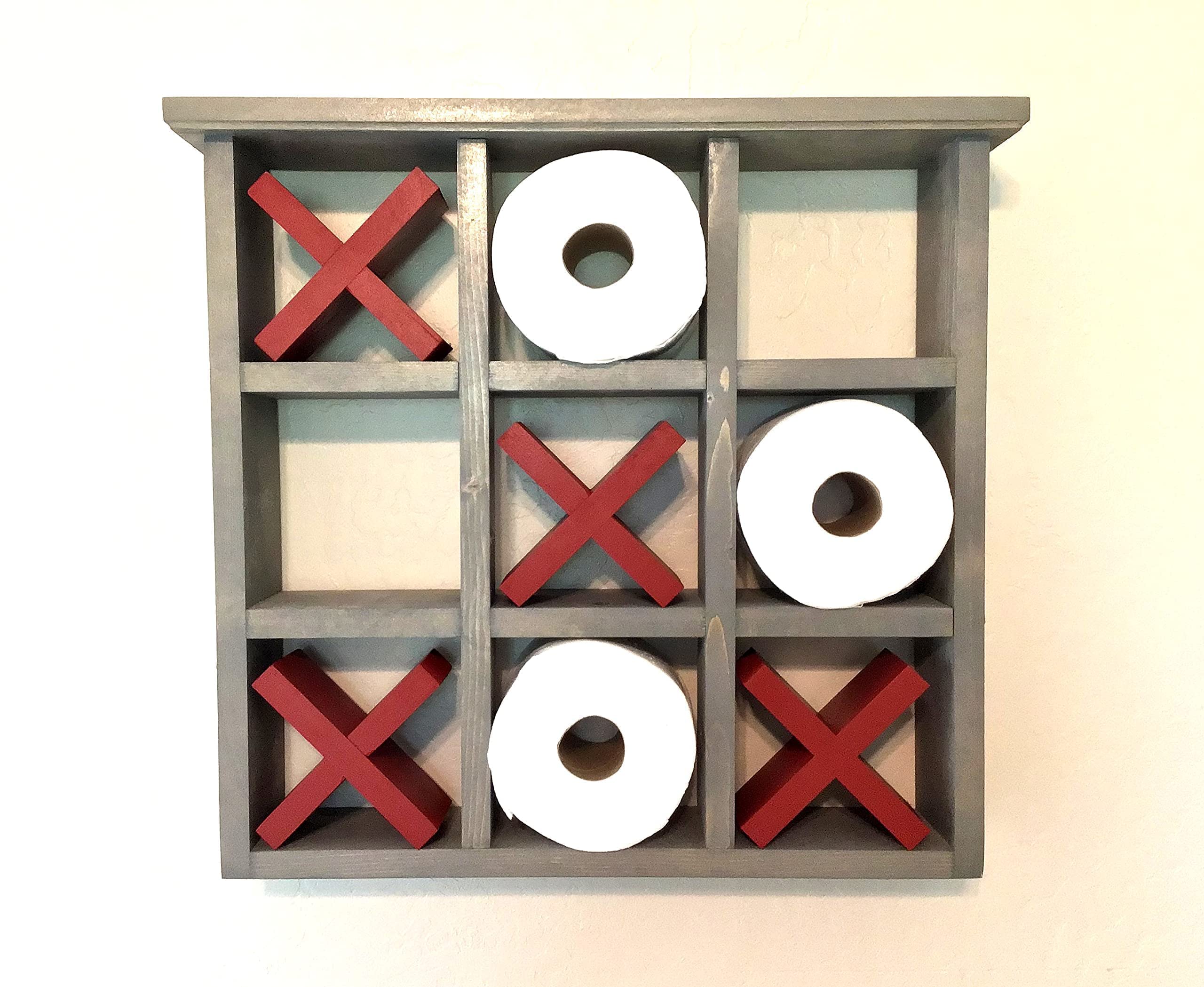 Tic Tac Toe Bathroom Toilet Paper Storage Shelf- NEW DESIGN- Handmade-NO ASSEMBLY REQUIRED-Bathroom Wall Decor
