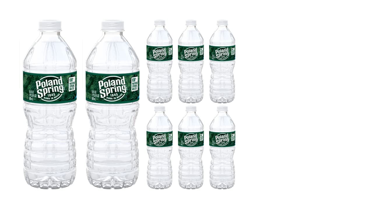 Poland Spring 100% Natural Spring Water, 16.9oz Bottle (Pack of 8) Total of 135.2 Fl Oz