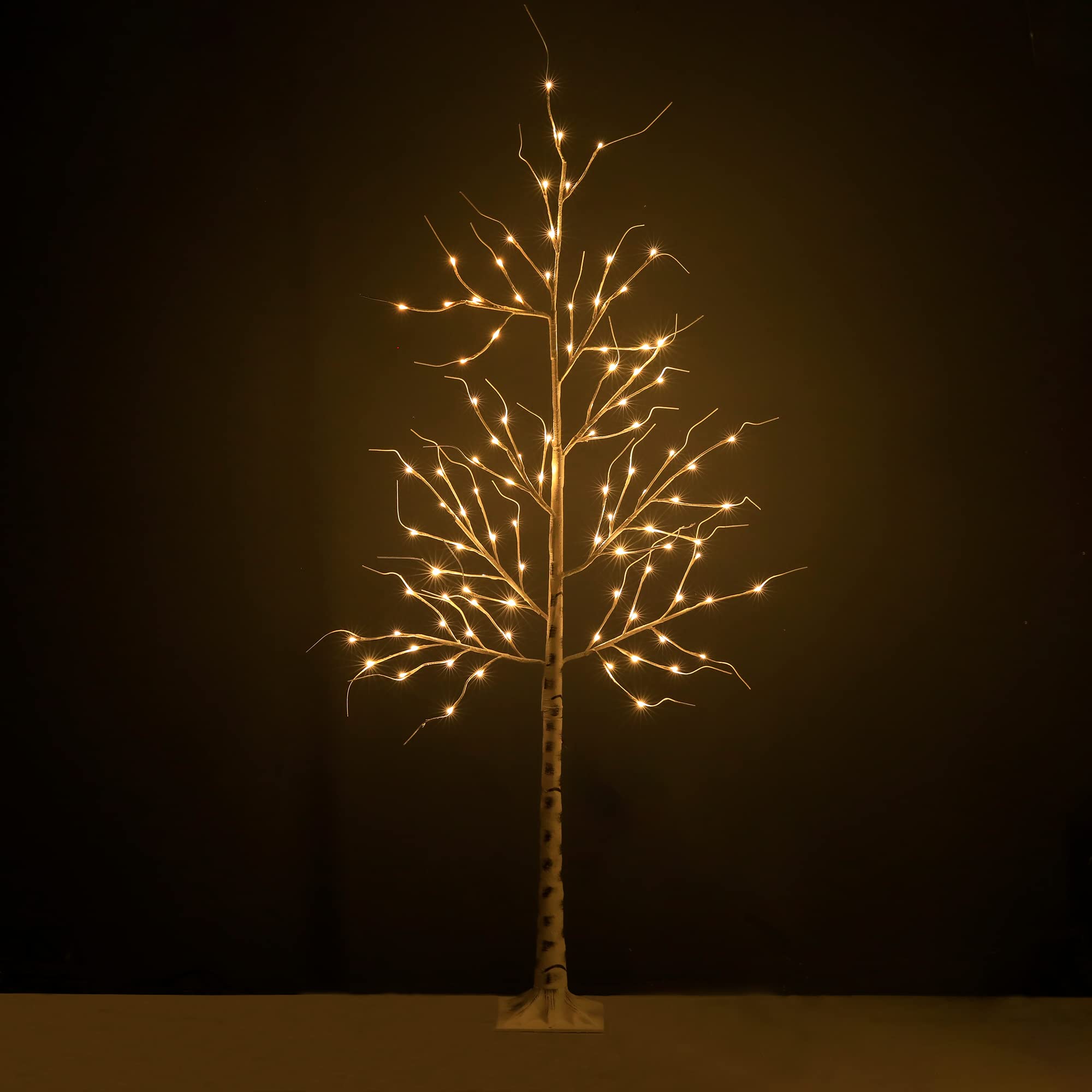 Snokip Lighted Birch Tree 4Ft 48 LED White Lighted Twigs Tree for Wedding Festival Indoor Outdoor Home Garden Party Decoration, Warm White