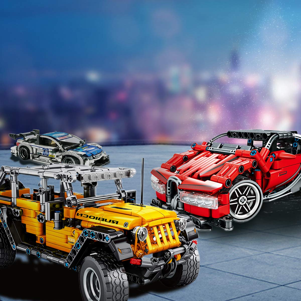 Racing Car Set,Building Blocks Kit Set;Adult Truck Model Toy for Boy (601PCS) (Yellow)