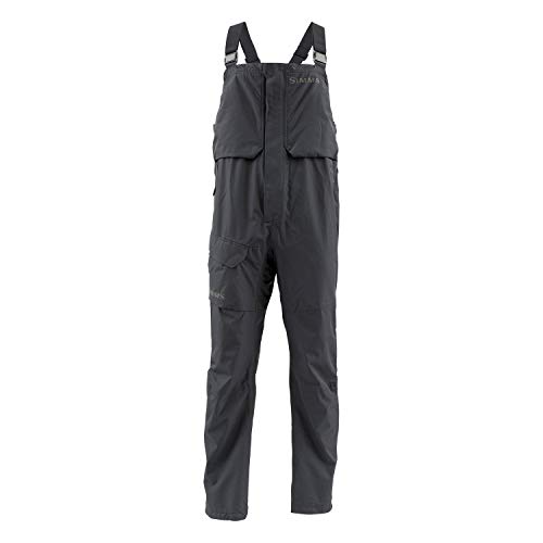 Simms Challenger Waterproof Bibs for Men - Durable Rain Gear and Work Bib for Fishing, Hunting, Snowmobiling, and More - (Raven, XX-Large)