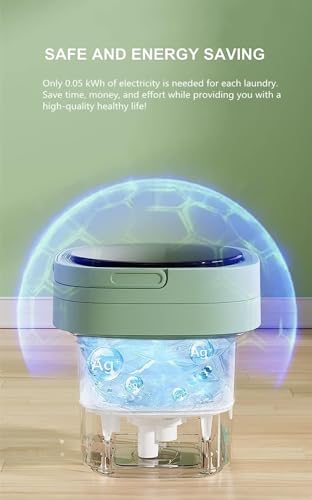 Portable Washing Machine, Mini Washer 9L High Capacity with 3 Modes Deep Cleaning for Underwear, Baby Clothes, or Small Items, Foldable Washing Machine for Apartments, Camping, Travel (Green)