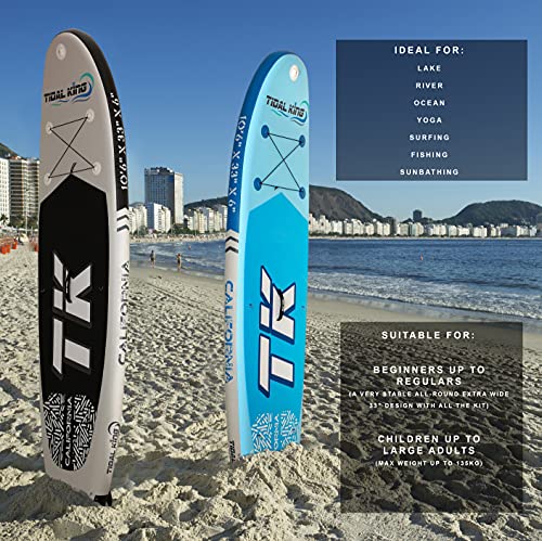 Tidal King California 10' 6" Stand Up Paddle Board Wide Stable ISUP - with Adjustable Paddle, Top Accessories - Pump, Leash & Backpack