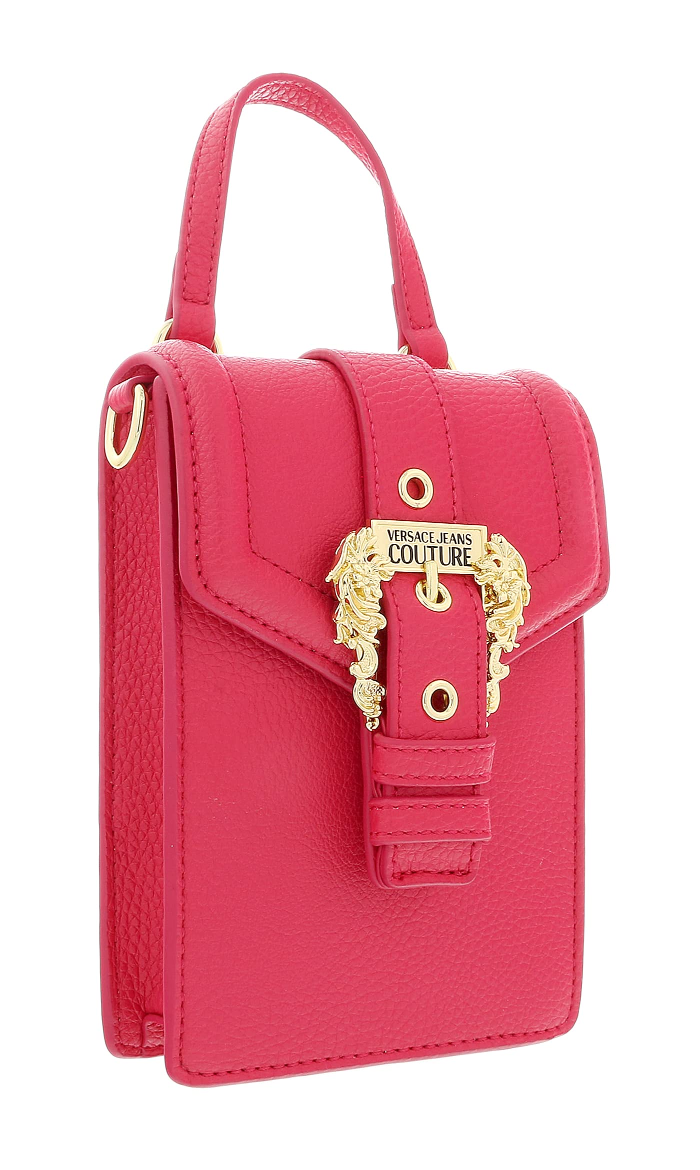 Versace Jeans Couture Coral Oversized Baroque Buckle Mini Shopping Tote Phone Holder for womens