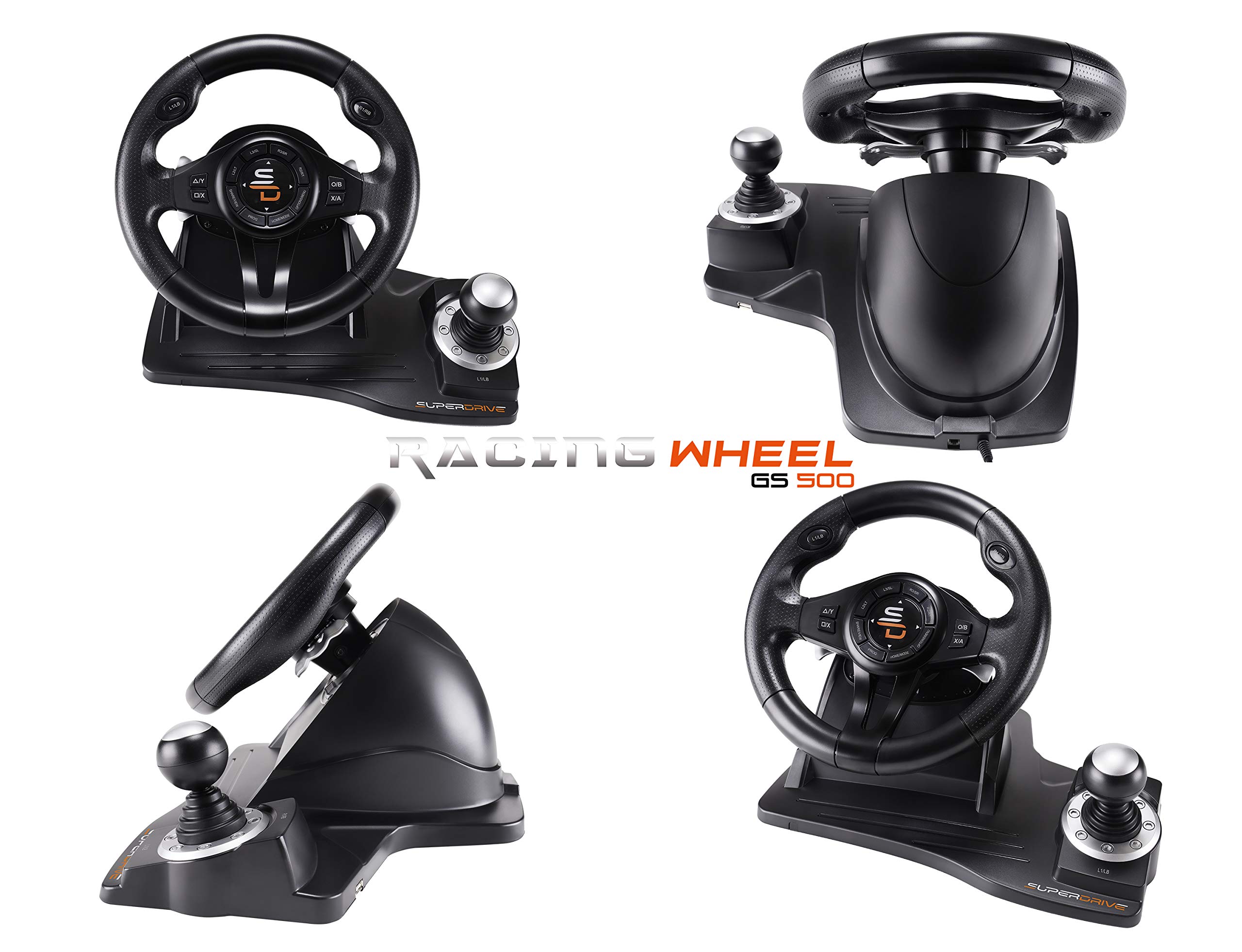 Superdrive - Racing steering wheel GS500 with gear lever, pedal and vibrations for PS4, Xbox One, PC, PS3