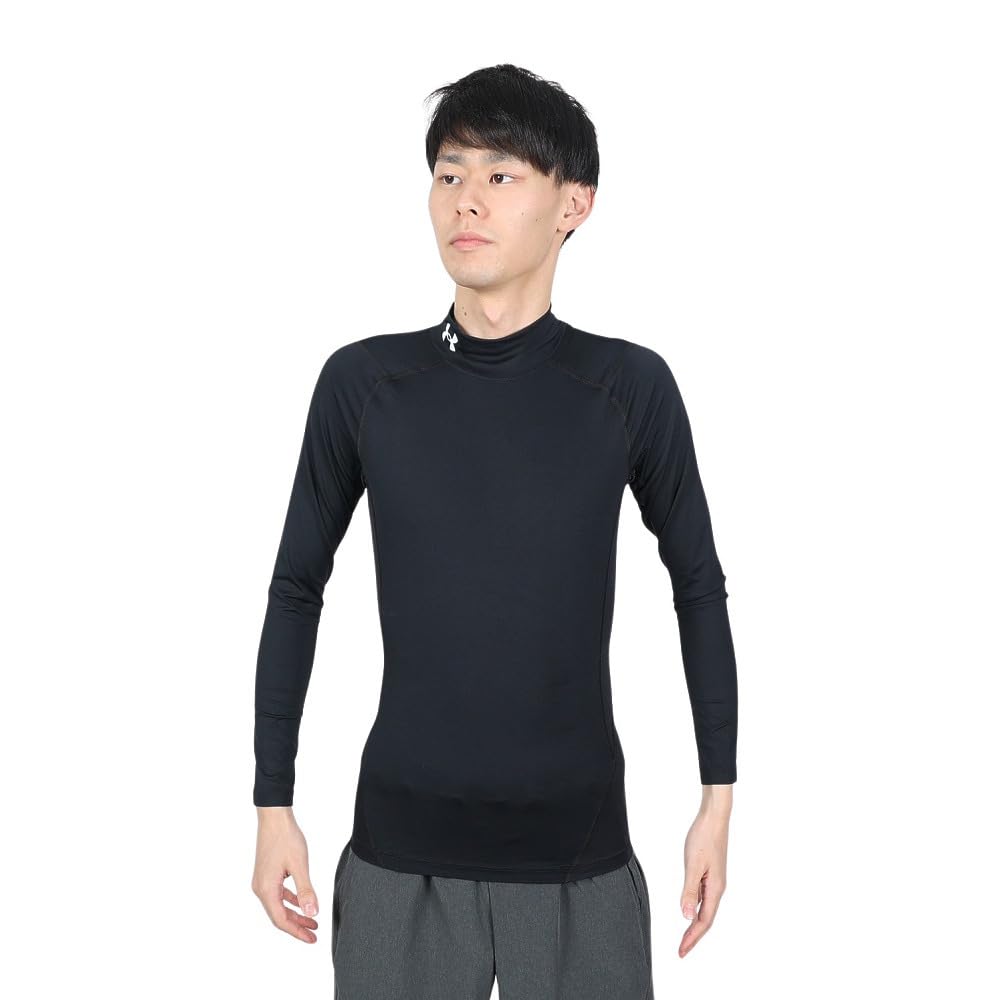 Under Armour Men's HeatGear Armour Mock Long Sleeve T-Shirt, Black (001)/White, Small