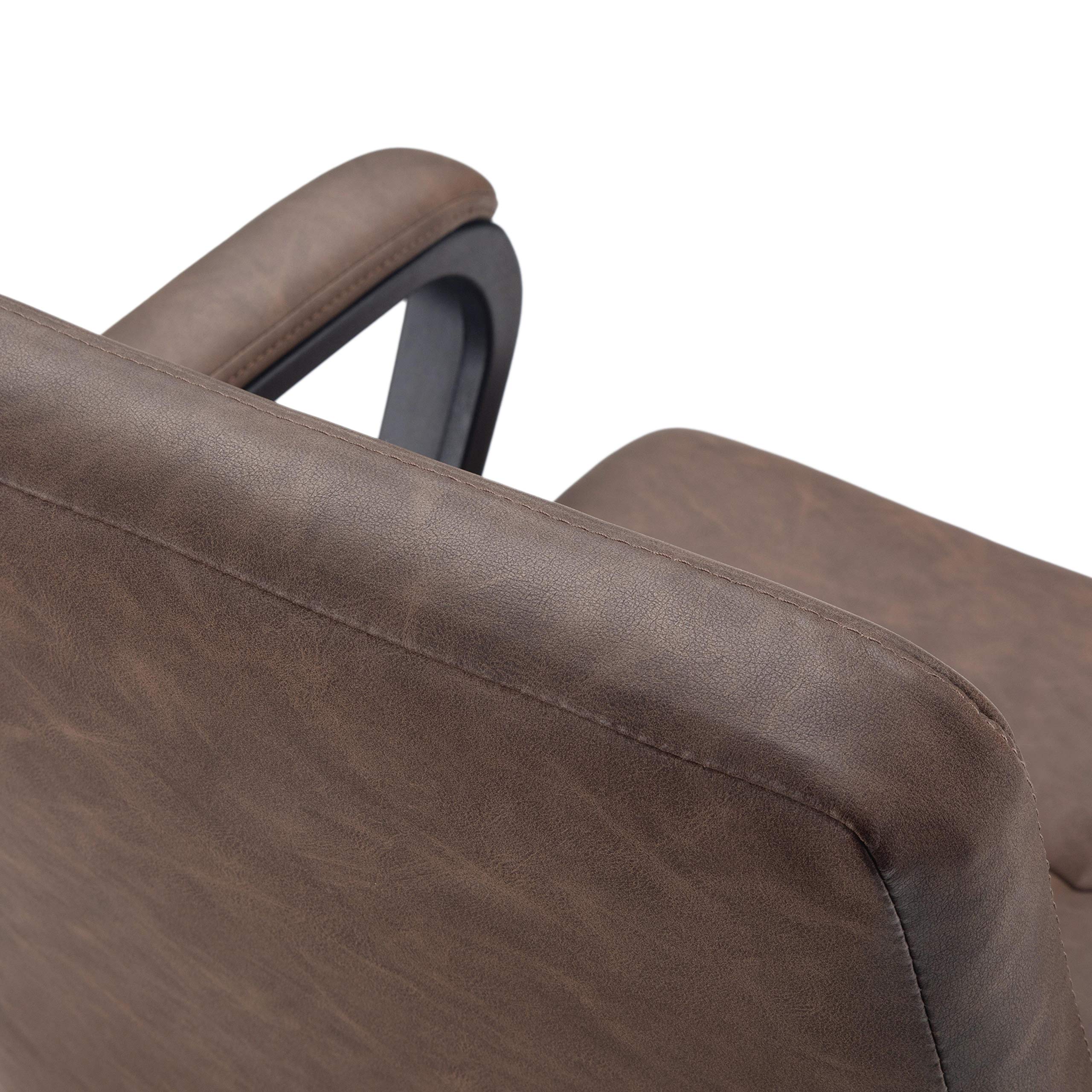 SIMPLIHOME Brewer Swivel Adjustable Executive Computer Office Chair in Distressed Brown Faux Leather, for the Office and Study, Contemporary