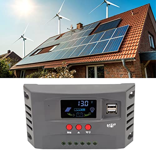 Solar Charge Regulator, MPPT Tracking Charging Overheat Protection 12V 24V Automatic Adaptation Solar Charge Controller with 2 DC USB for Billboard (40A)