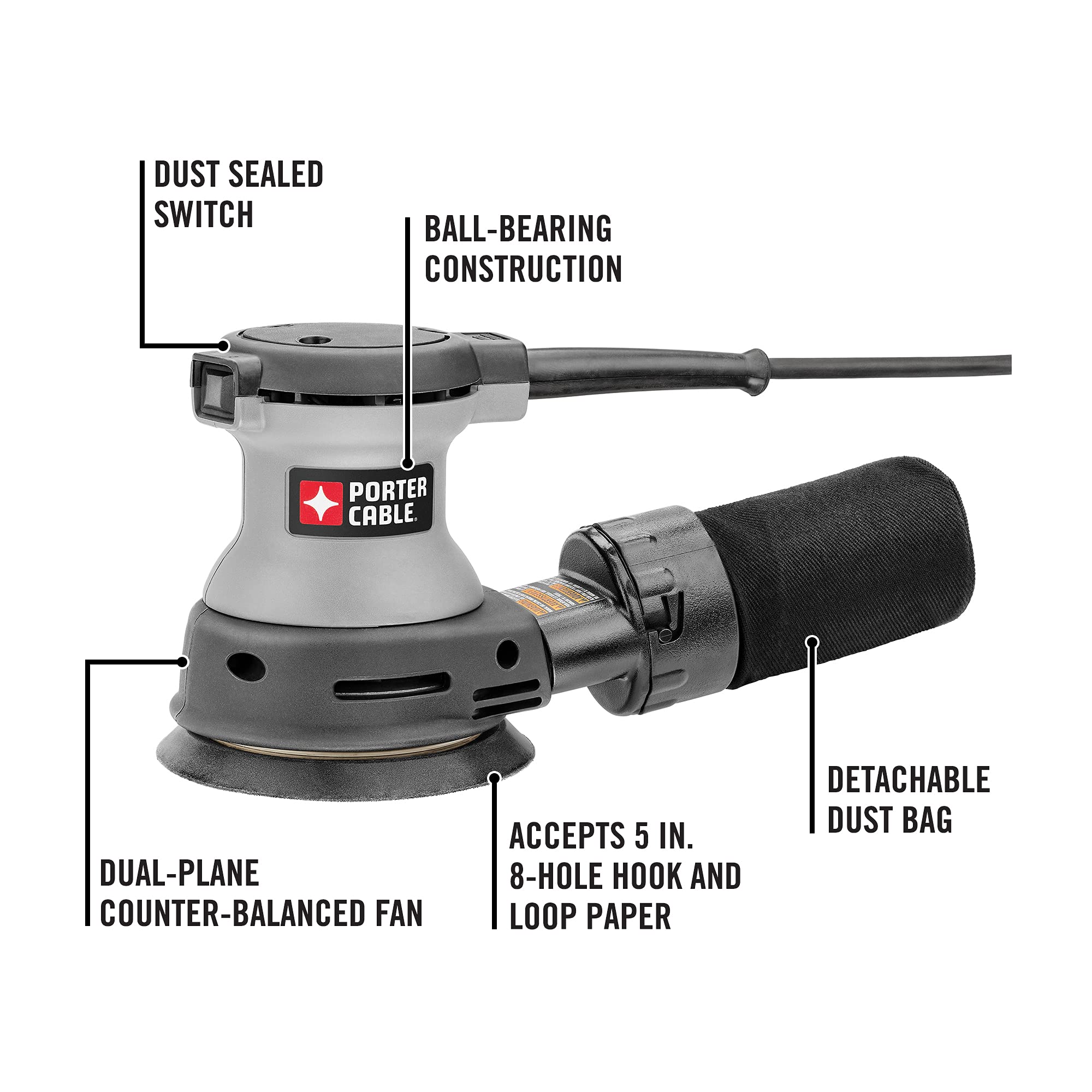 PORTER-CABLE Random Orbit Sander, 5-Inch (382)