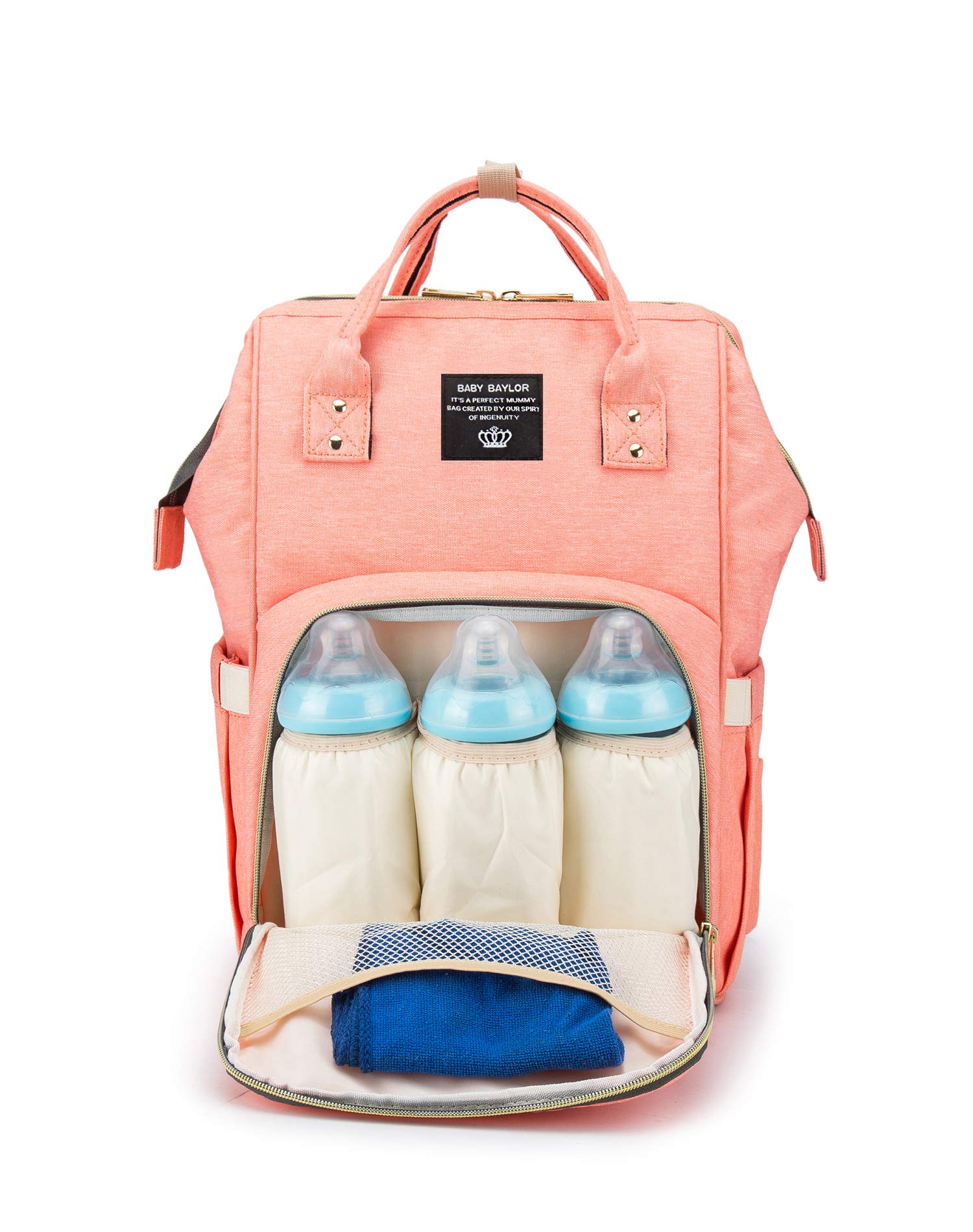 PULUSI 20-35L Diaper Bag Backpack,Multi-Function Oxford Waterproof Maternity Baby Nursing Nappy Back Pack for Mom/Dad on Travel, Large & Stylish & Durable / 16.5x10.2x6.3"(Purple)