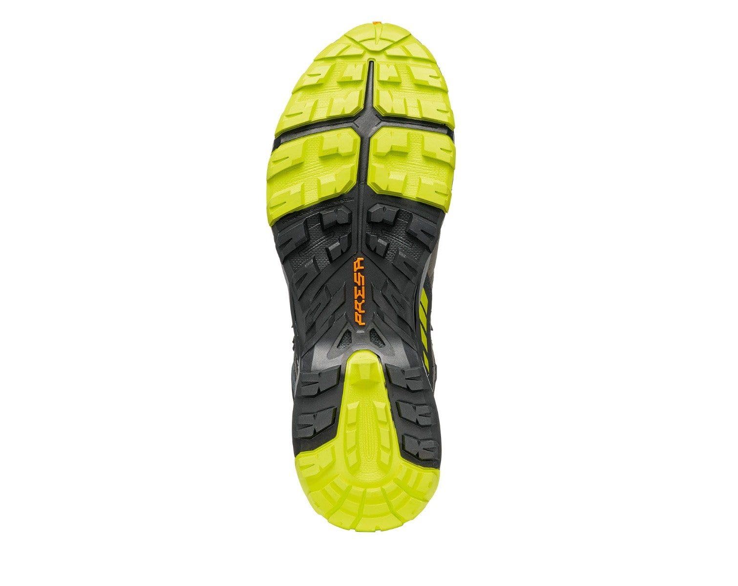 SCARPA Men's Rush Trk GTX Waterproof Gore-Tex Hiking and Backpacking Boots - Titanium/Lime - 10.5