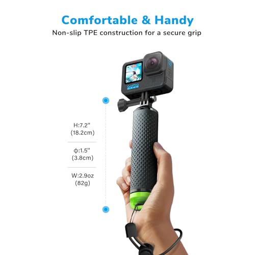 Sametop Floating Hand Grip Waterproof Handle Compatible with GoPro Hero 12, 11, 10, 9, 8, 7, 6, 5, 4, Session, 3+, 3, 2, 1, Hero (2018), Fusion, Max, DJI Osmo Action Cameras (Green)