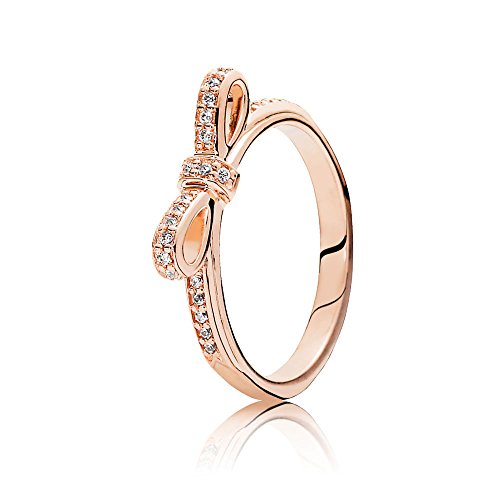 Pandora Jewelry Classic Bow Cubic Zirconia Ring in Rose, Size 5