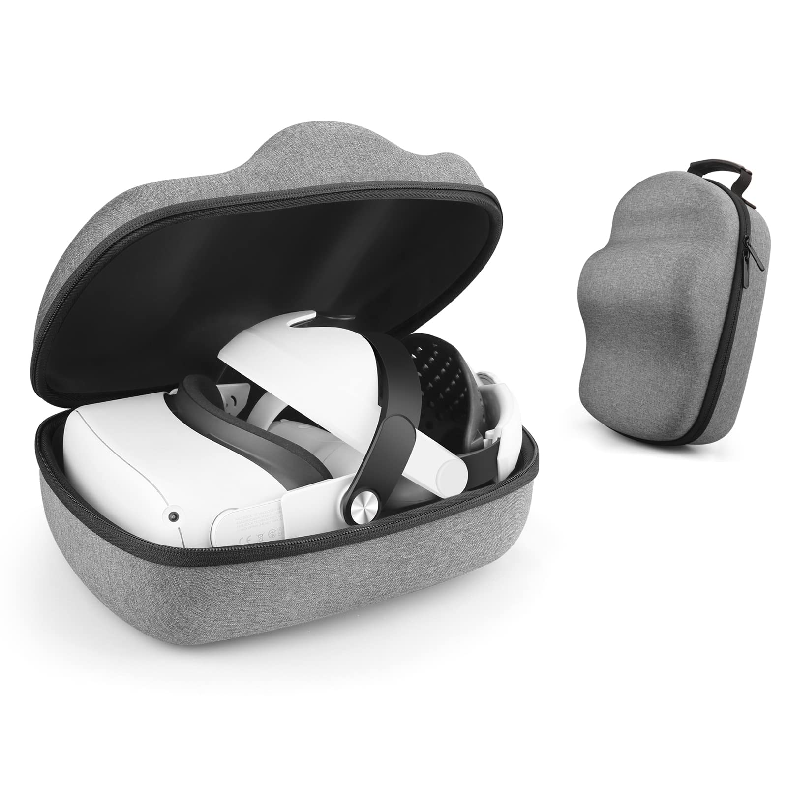 Vakdon Hard Carrying Case Compatible with Meta/Oculus Quest 2 VR Headset, Elite Strap, Touch Controllers and Other Accessories, Ultra-Sleek Design, Perfect for Travel and Storage (Grey)