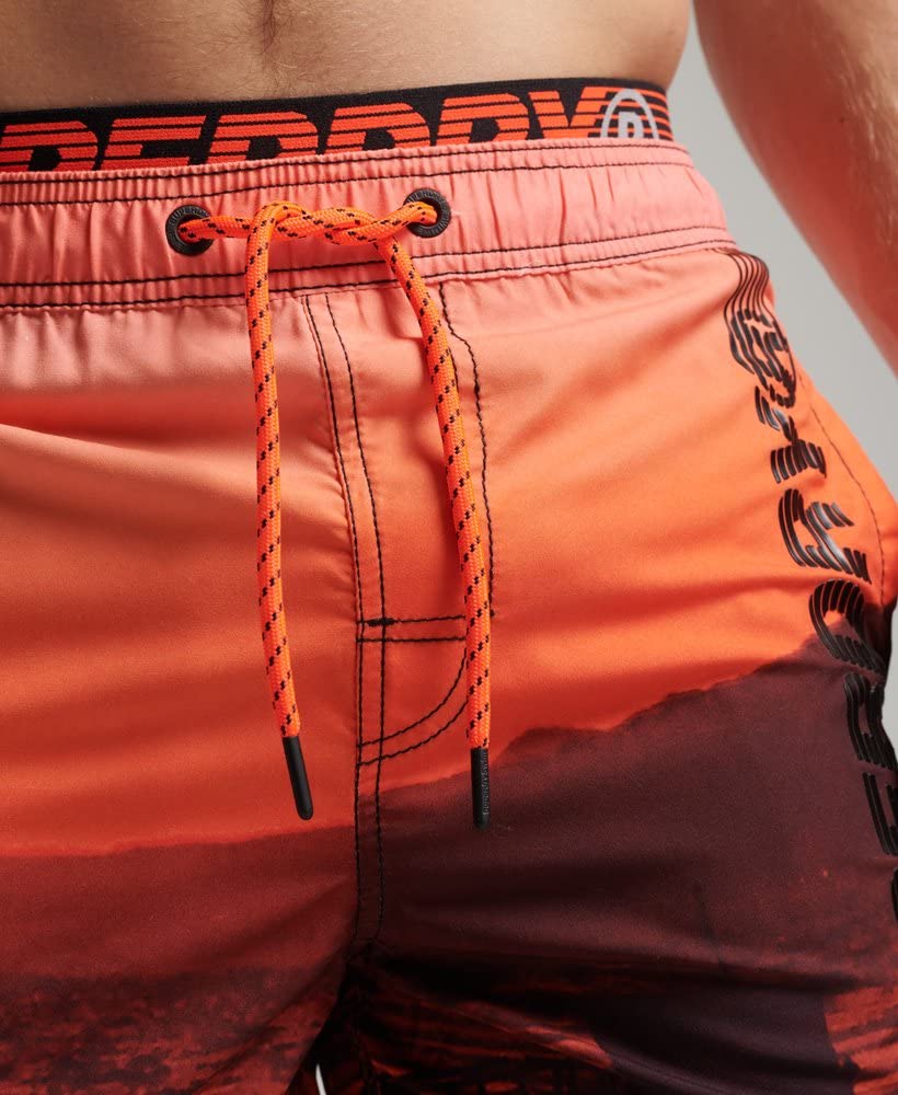Superdry Mens State Volley Swim Shorts, Double Layer Elasticated Waist Santa Monica Sundown Size XXL
