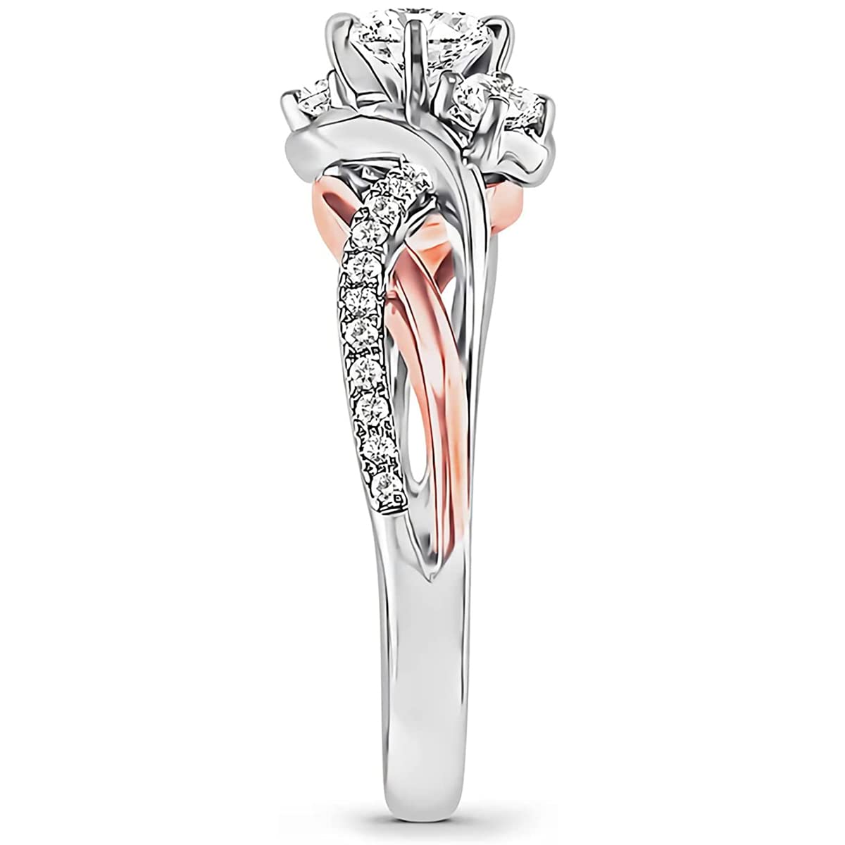 WKLFAI 2ct Engagement Rings for Women Three Stone Infinity Twisting Sterling Silver Moissanite Wedding Ring for Women Promise Ring Gift for Her,7