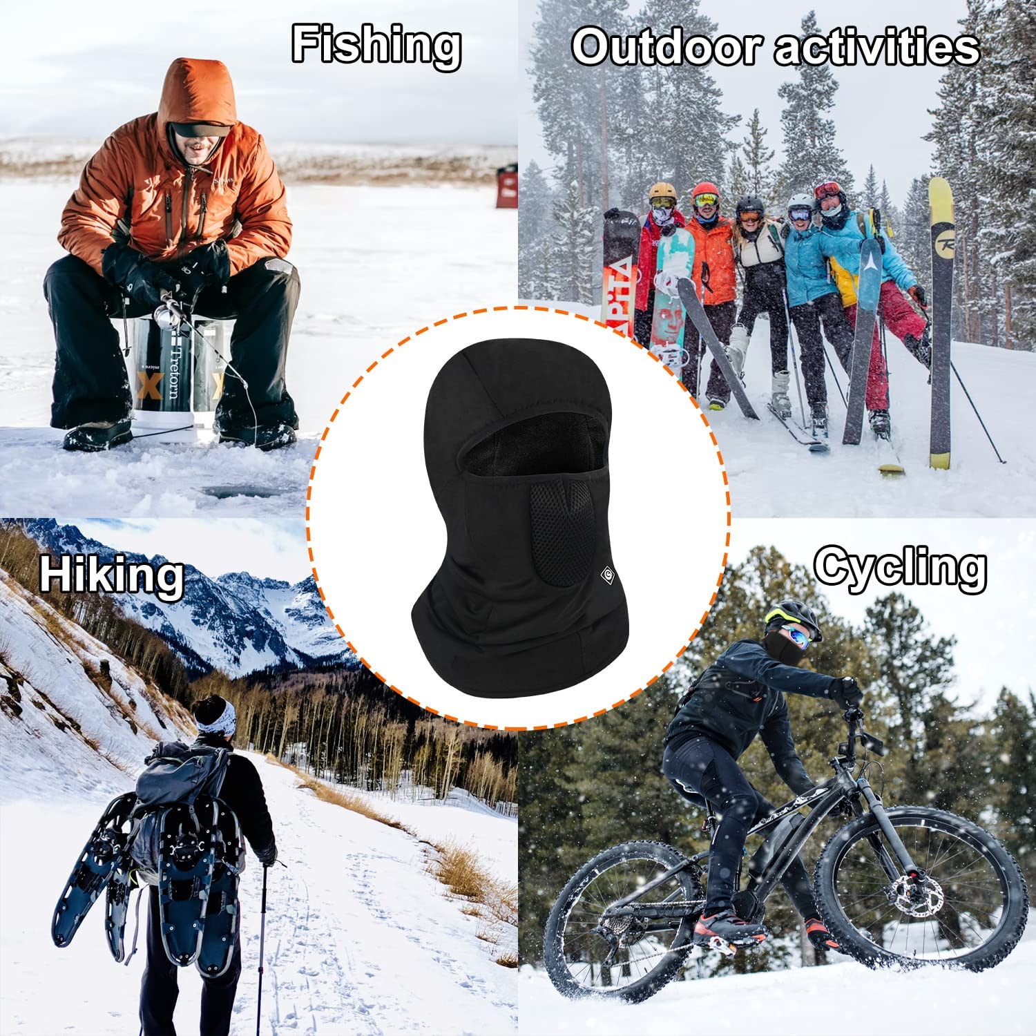 WERMSOCK Heated Ski Mask, Heated Balaclava Face Mask, Windproof Black Ski Mask for Men, Thermal Full Face Ski Mask for Motorcycle Riding Cycling