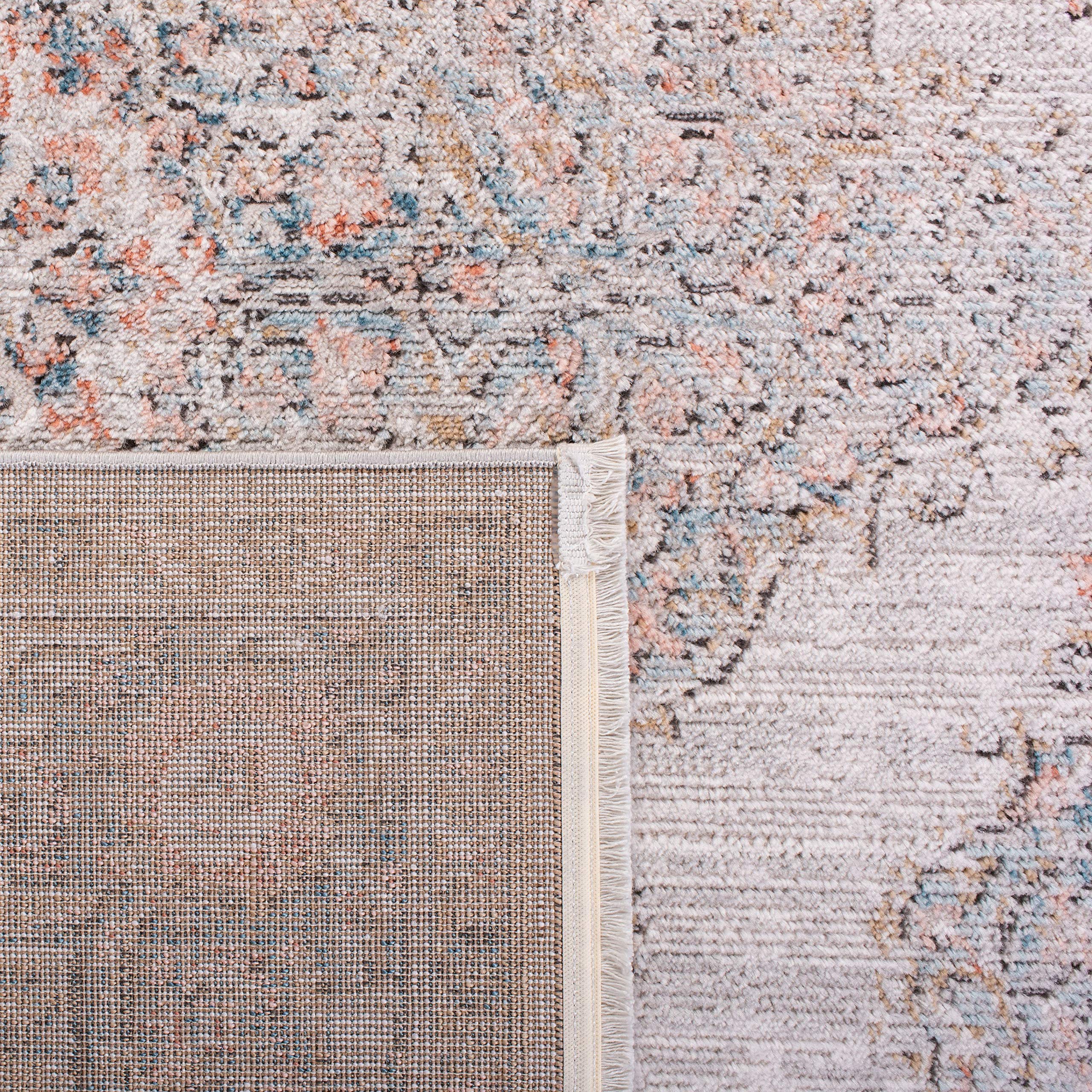 SAFAVIEH Shivan Collection 5'3" x 7'6" Grey / Rose SHV726F Shabby Chic Medallion Distressed Non-Shedding Living Room Bedroom Dining Home Office Area Rug
