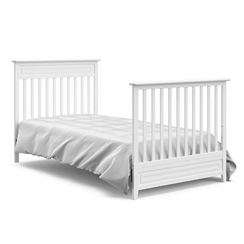 Storkcraft Petal 4-in-1 Convertible Mini Crib (White) β GREENGUARD Gold Certified, Converts to Daybed and Twin-Size Bed, Includes Bonus 2.75-inch Mini Crib Mattress, Mini Crib with Mattress Included