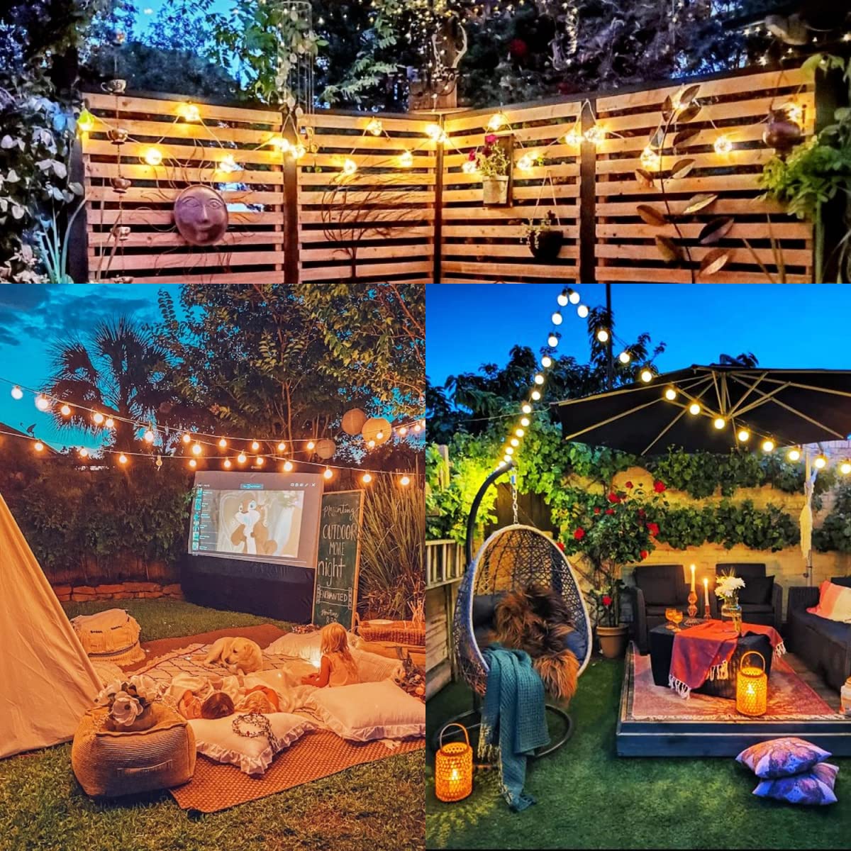 Solar Outdoor String Lights, 25Ft Globe Patio Lighting with 25 G40 LED Bulbs + 1 Spare Bulb, Waterproof String Lights for Indoor Outdoor Garden Backyard Patio Cafe Umbrella Lamp Party Lights Decor