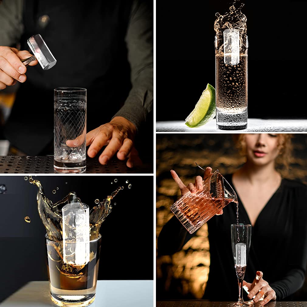 TINANA Crystal Clear Ice Cube Tray, 8 Cavity Ice Stick Cube Tray, Water Bottle Ice Cube Sticks Form for Whiskey, Cocktails, Bourbon, Bottled Beverage & Sport Drinks