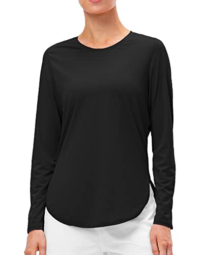 Women's Compression Shirts Long Sleeve UPF 50+ Workout Shirt Athletic Cool Dry Gym Running T Shirt Tops Black
