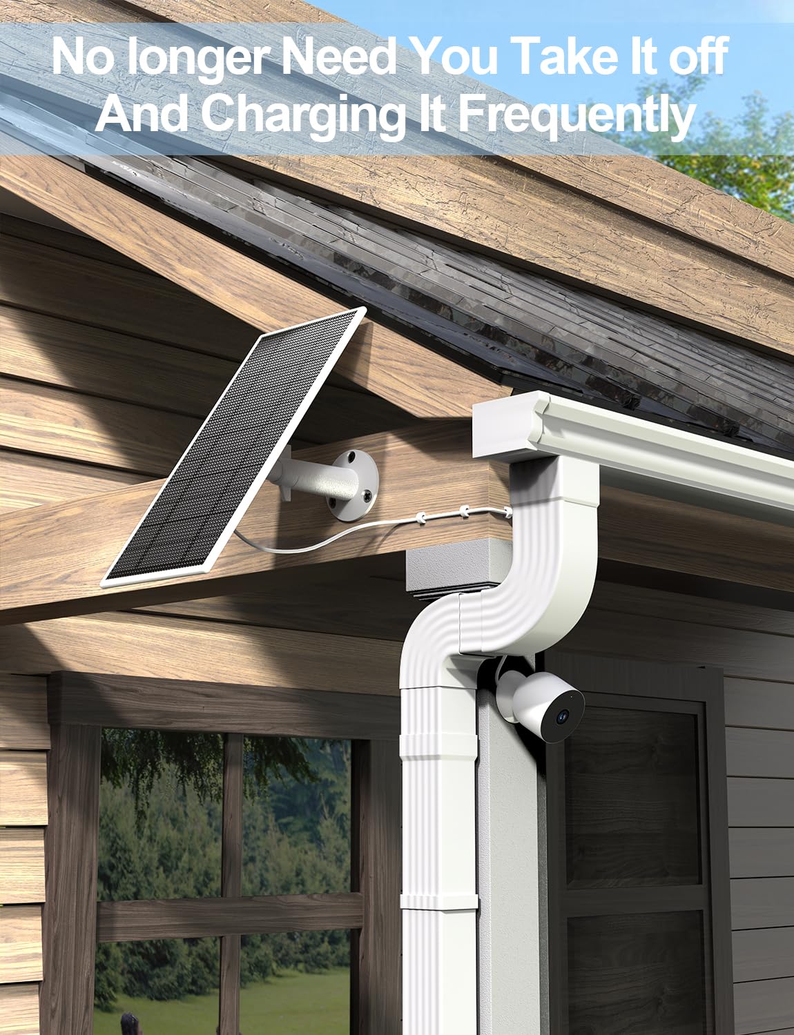 Solar Panel Charger for Google Nest Camera Outdoor and Indoor (Battery Version), 5V 5W Nest Cameras Solar Panel with 13.1Ft Fast Charging Cable, IP65 Waterproof Solar Power Made for Google Nest