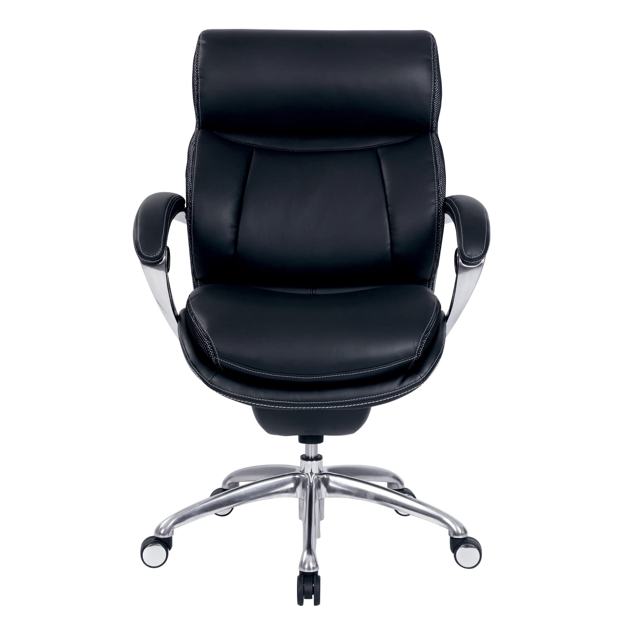 Serta® iComfort i5000 Ergonomic Bonded Leather Mid-Back Manager's Chair, Onyx Black/Silver